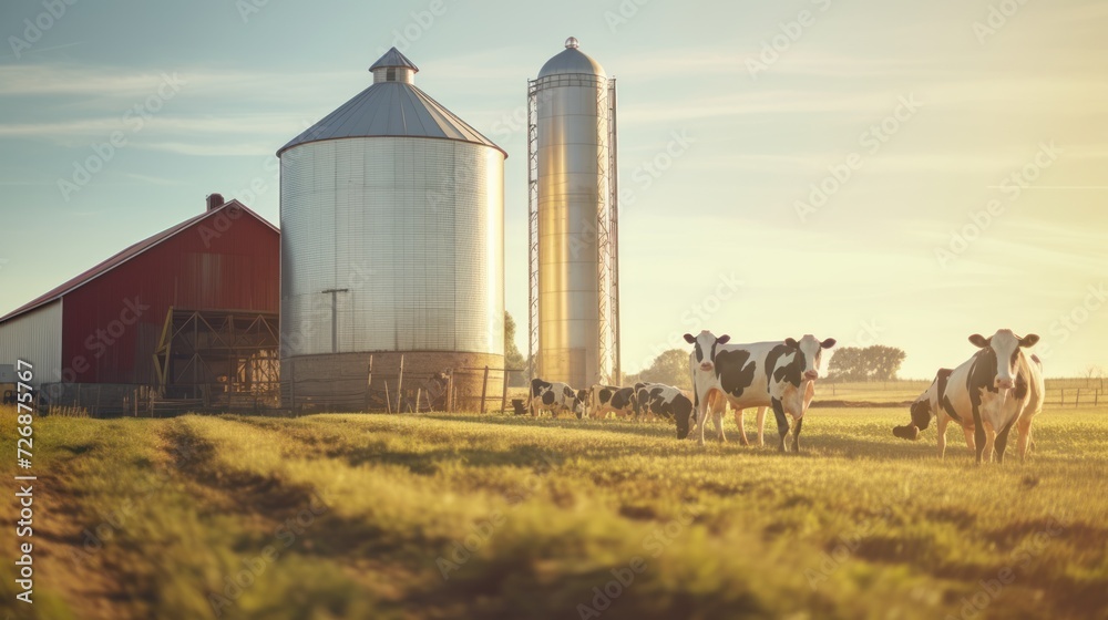 Warehouse for storing animal and cattle feed,Dairy cow farm with large ...