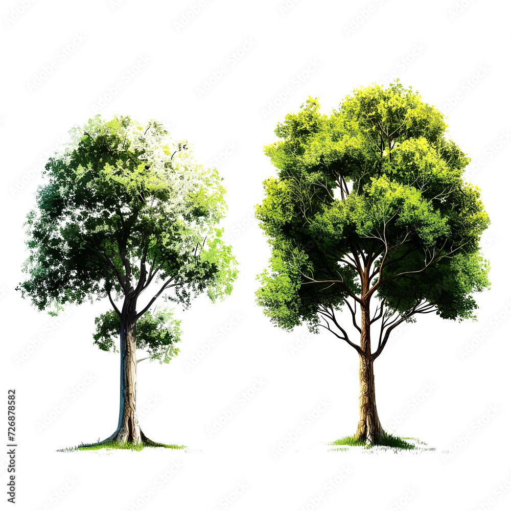 Two of Isolated perennial illustration animated tree in transparent ...