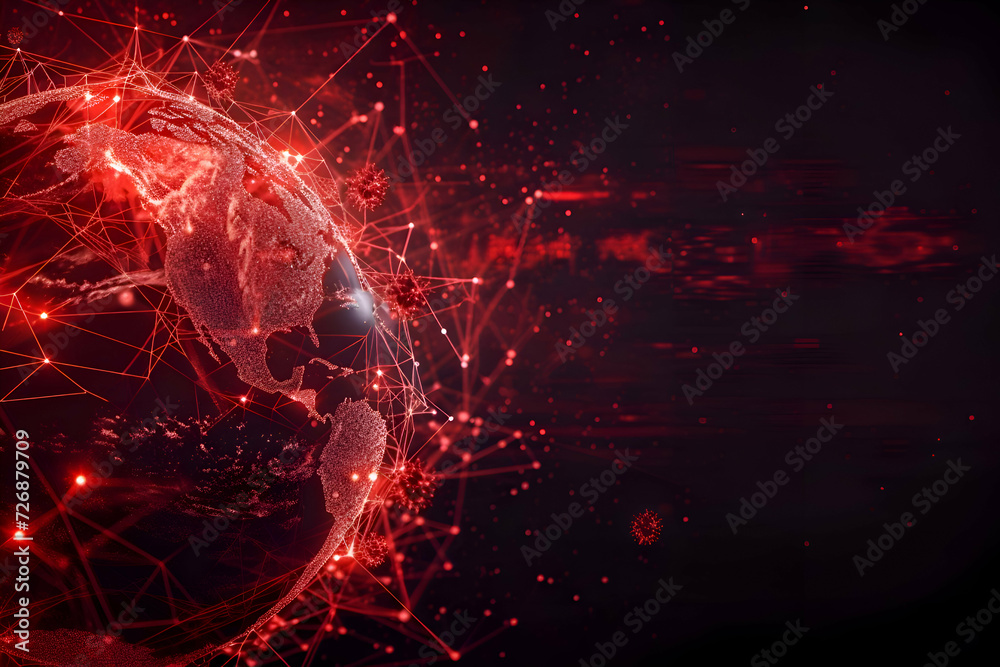 Graphic of visualization of a global pandemic spread, with lines ...