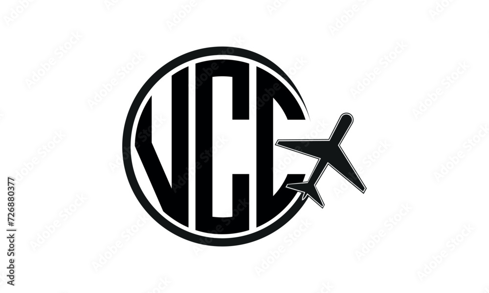 Vetor de VCC three initial letter circle tour & travel agency logo ...