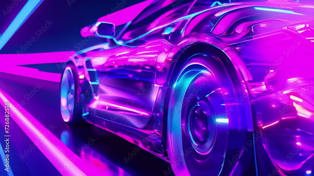A closeup of a cars paint job reveals a striking neon design each ...
