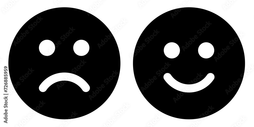 vector of likes and dislikes icons, happy and sad face icons Stock ...