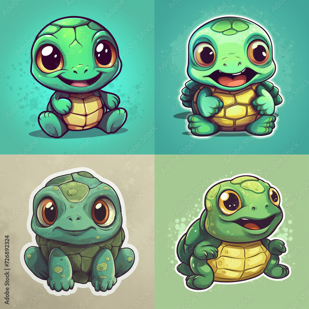 Sticker de tortuga modelos diferentes Stock Illustration | Adobe Stock