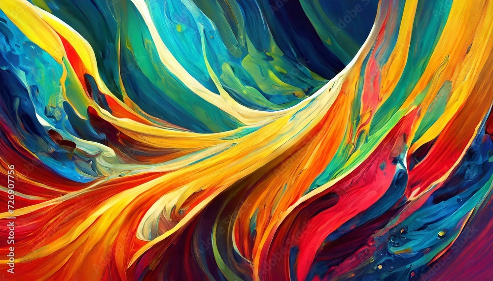 Chromatic Fusion: Colliding Creases of Color in Abstract Art" Stock ...
