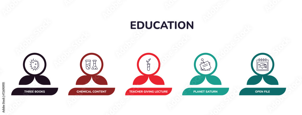 outline icons collection with infographic template. linear icons from ...