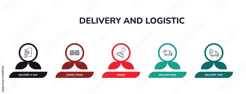 outline icons collection with infographic template. linear icons from ...