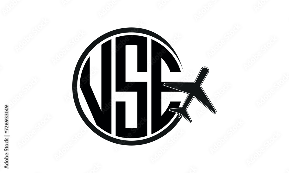 VSE three initial letter circle tour & travel agency logo design vector ...
