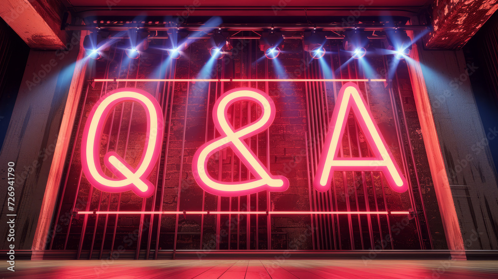 Q&A background with giant Q and A letters on stage background to start ...