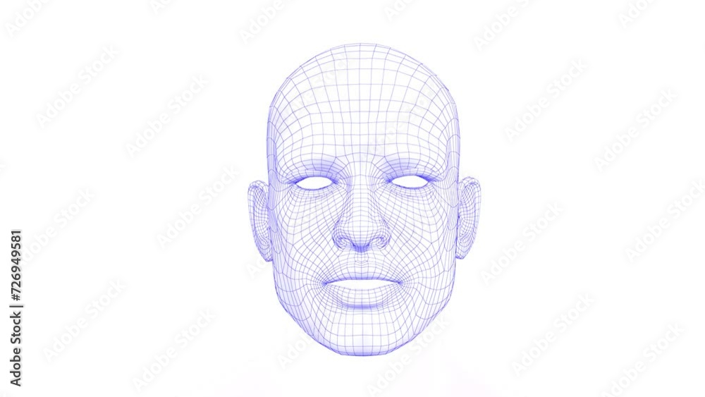Speaking man with mesh texture. 3D realistic animation. 3D grid texture ...