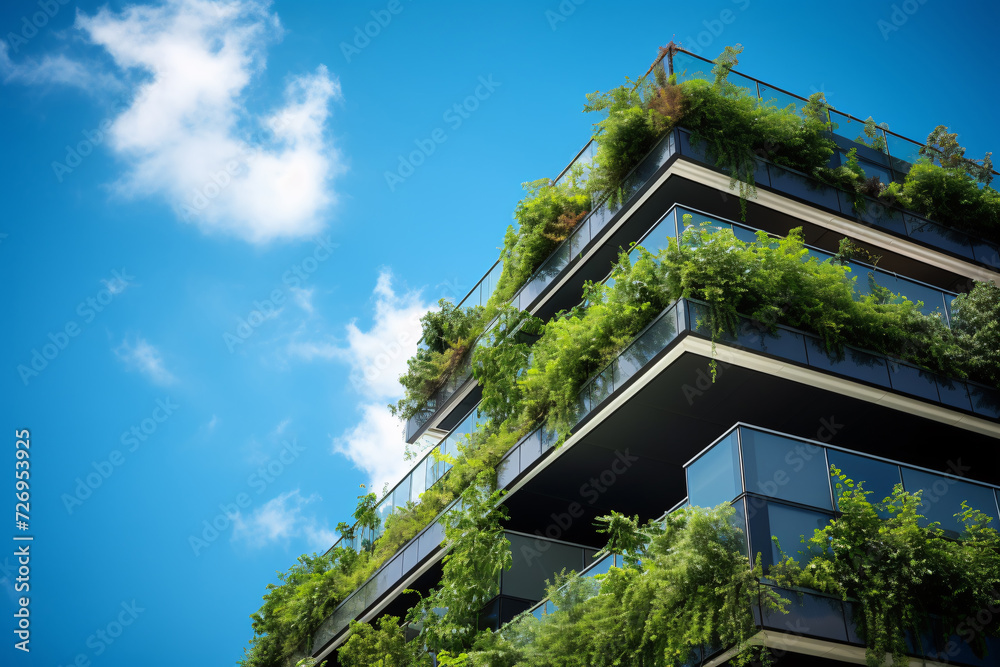 Foto de Eco-friendly building in the modern city. Sustainable glass ...