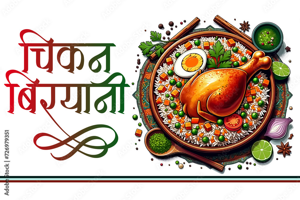 Indian Food Vector Illustration with Hindi Calligraphy Typography ...