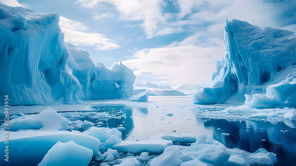 Banquise, iceberg et glace fondant en antarctique Stock Illustration ...
