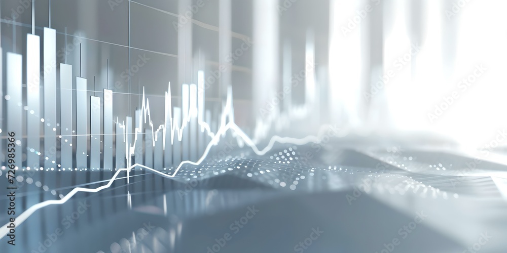 Abstract financial chart with line graph on blue tech background. contemporary art style for ...