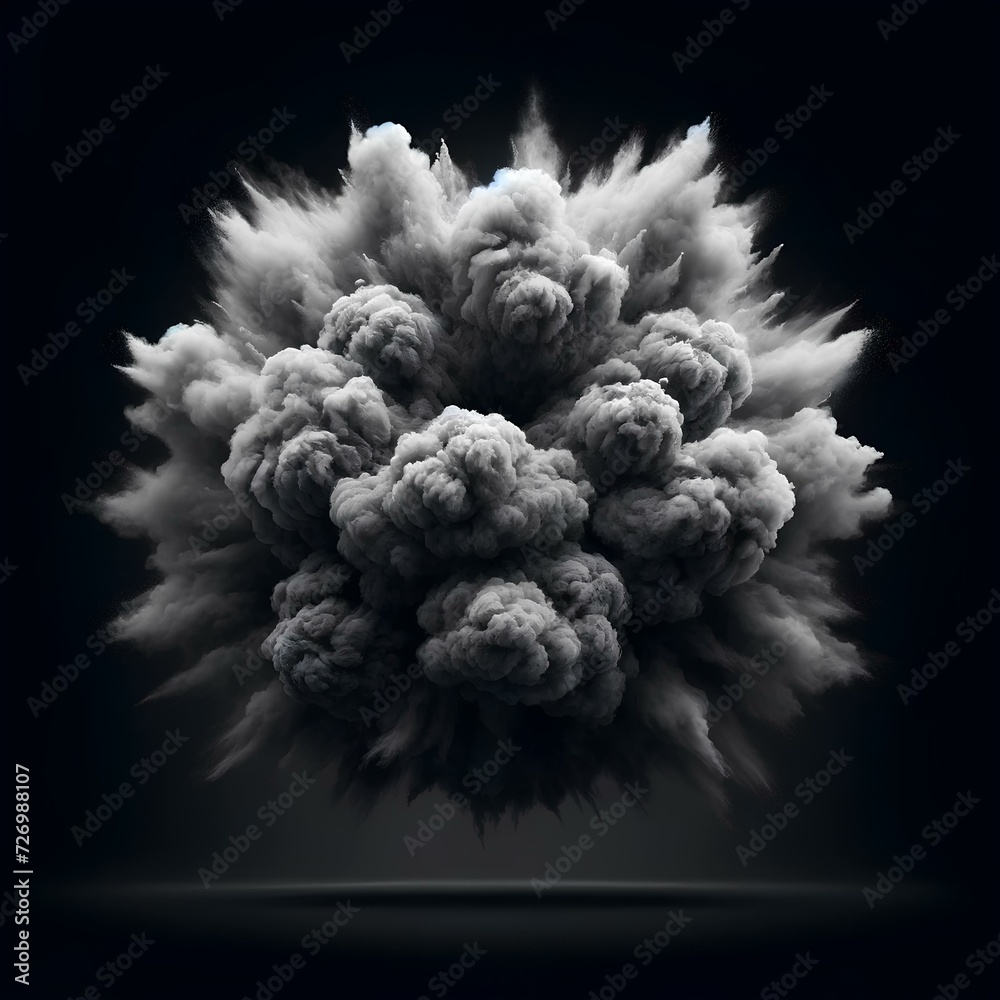 Realistic smoke exploding outwards with an empty center, creating a ...