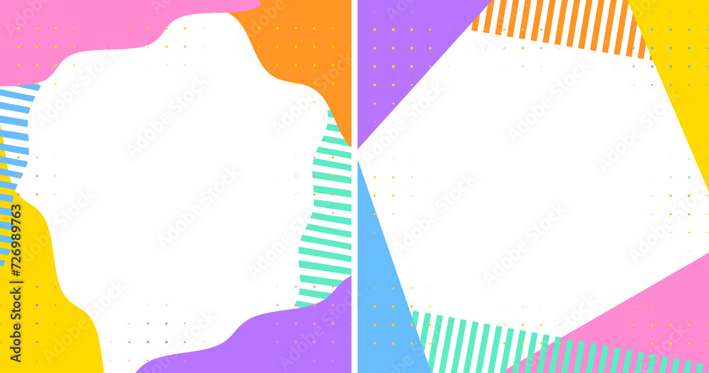 Colorful geometric frames on transparent background. Abstract borders ...