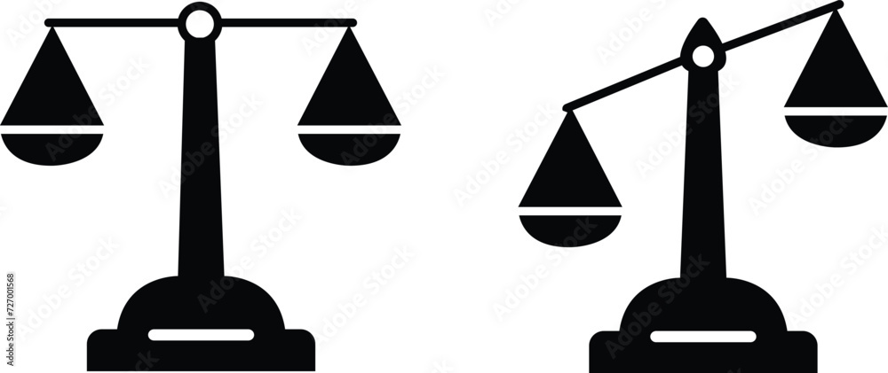 Scale line or flat icon set. Equal or fair justice integrity for humans ...