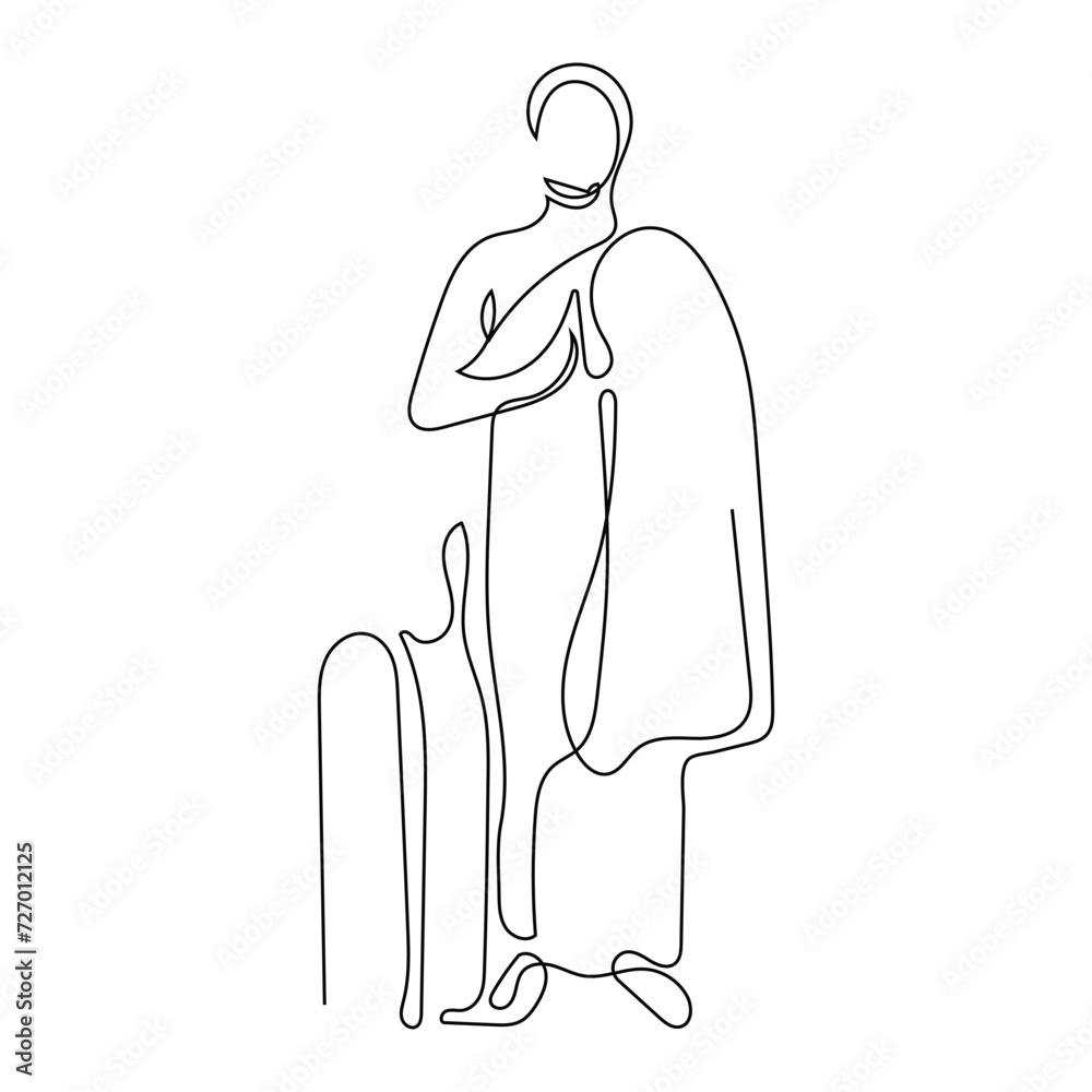 continuous line drawing of people preparing to perform the Hajj ...