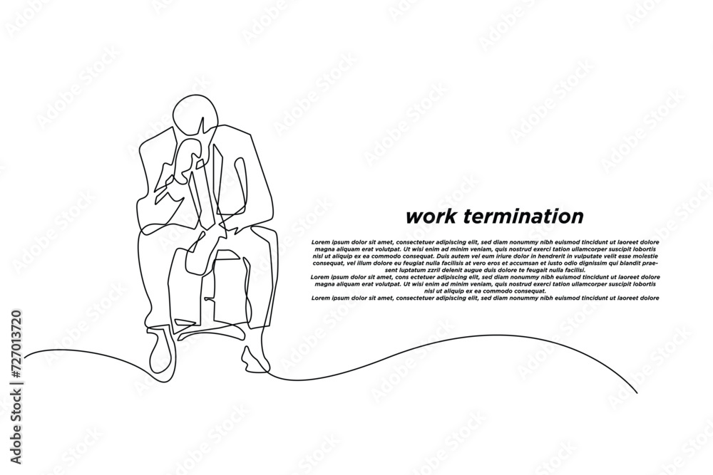 continuous line of employees affected by layoff.line art of a stressed ...