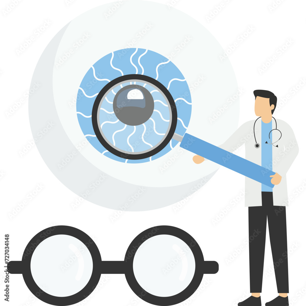 Eye test procedure and prescription glasses concept. Ophthalmology ...