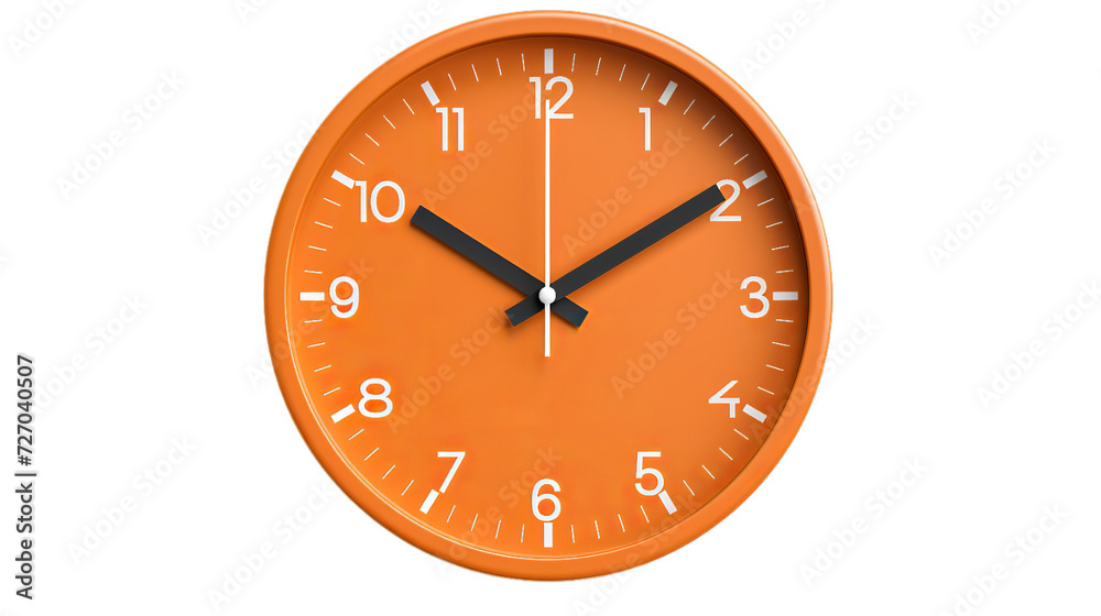 four clock orange wall clock isolated on , Isolated on transparent PNG background, Generative ai ...