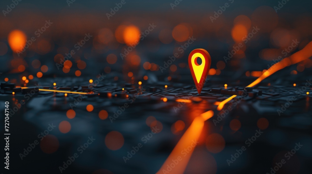 Location pin icon on earth city urban map indicating the location and ...