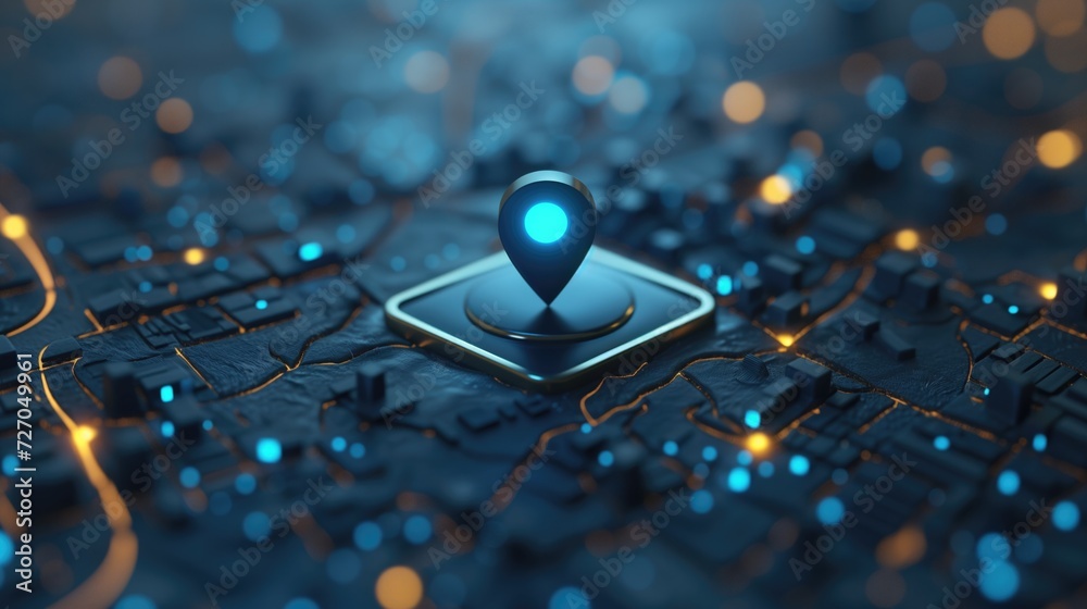 Location pin icon on earth city urban map indicating the location and ...