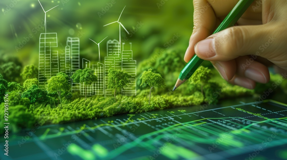 Businessman planning on environmental protection initiative for clean ...