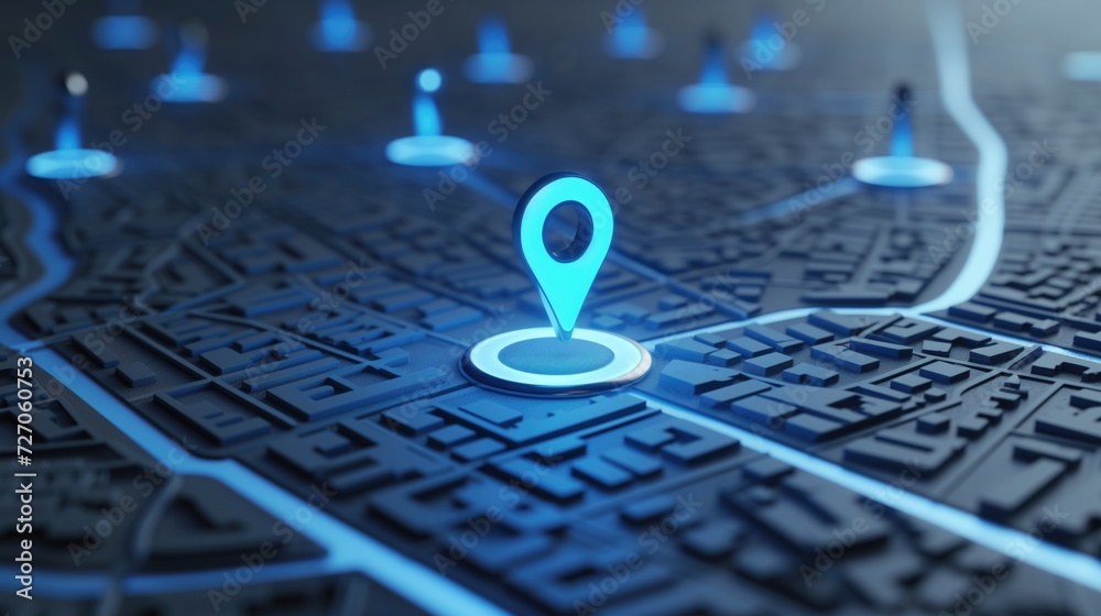 Location pin icon on earth city urban map indicating the location and ...