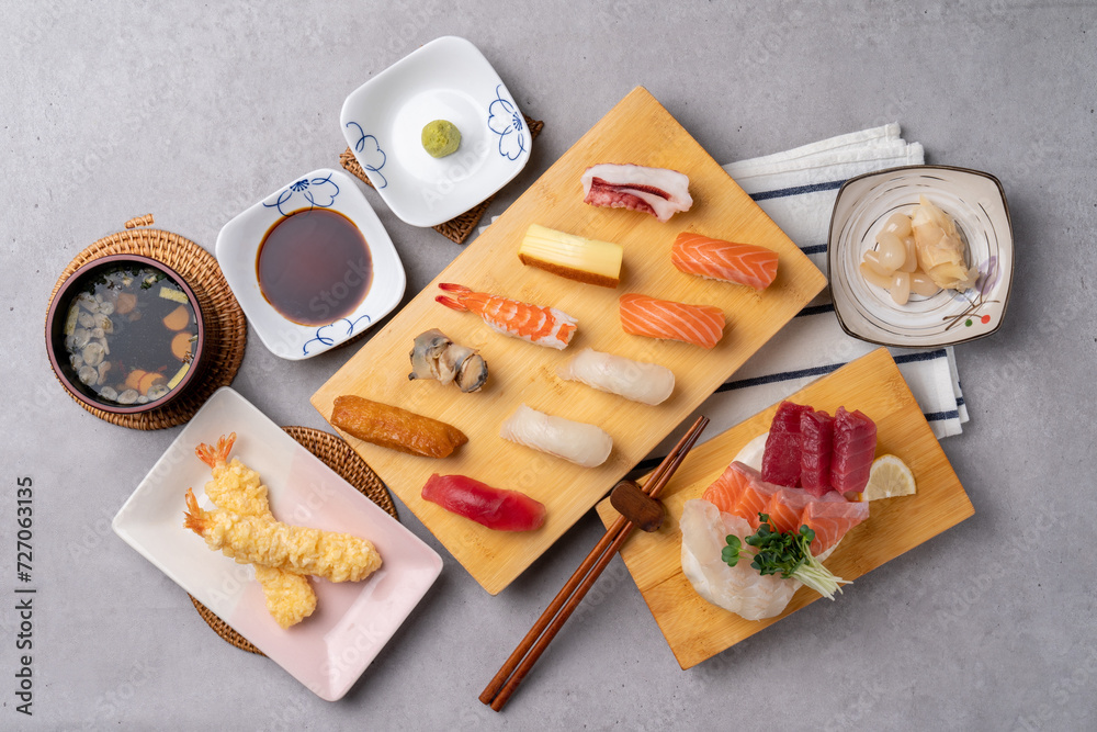 Flatfish, sushi, salmon, fish, sashimi, shrimp, tuna, Japanese, big ...