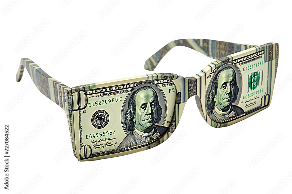 Glasses with reflection of a one dollar bill, isolated Eyewear glasses ...