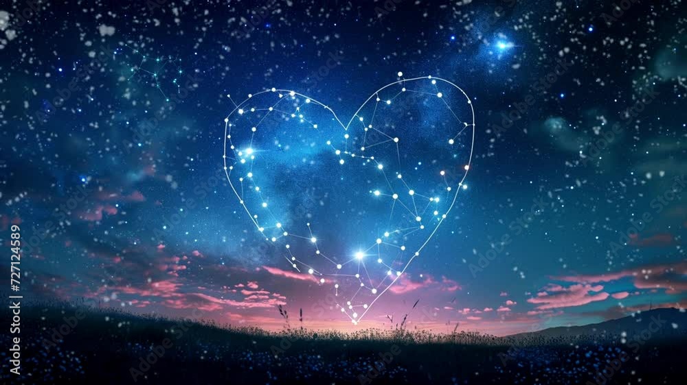 Valentine with a starry night sky,loop video background animation ...
