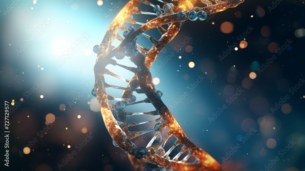 human dna, molecular changes, microscopic view, dna representation, dna ...