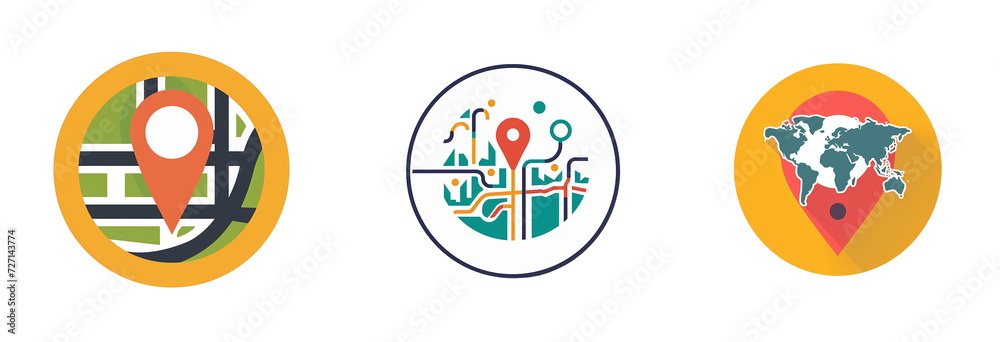 Map logo in circle on transparent background png. Map and travel logo ...