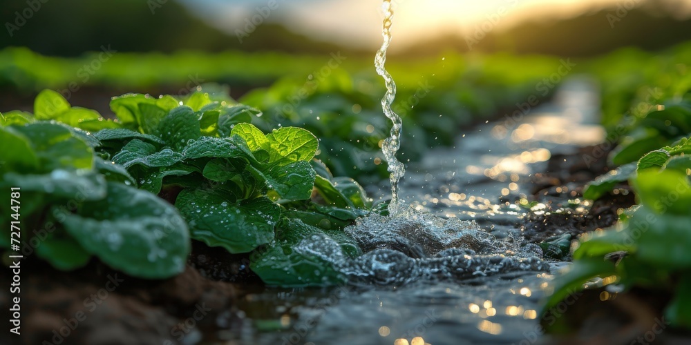 Golden Hour on the Farm: The Lifeline of Water Nurturing Crops as Day ...
