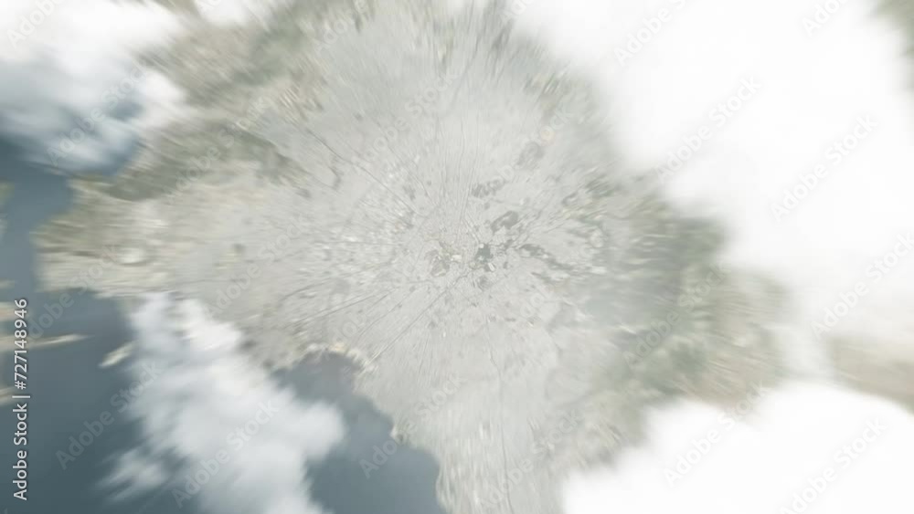 Earth zoom in from space to Athens, Greece. Followed by zoom out ...
