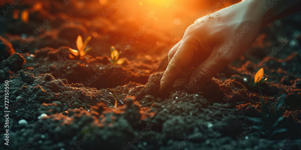 Soil Exploration: Hands Digging into Earth, Exploring the Texture and ...