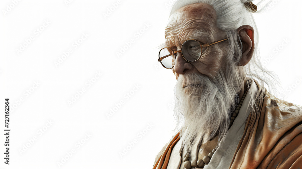 A mesmerizing 3D rendering capturing the timeless wisdom of a venerable ...