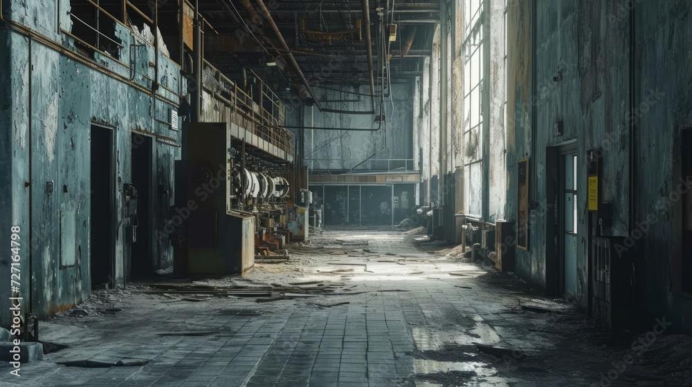 Inside the reactor building at Chernobyl, radioactive signs, damaged ...