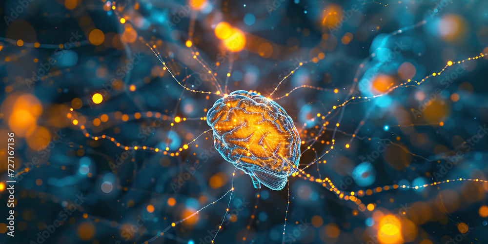 Neurological Network: An Illustration Depicting Brain Activity and ...