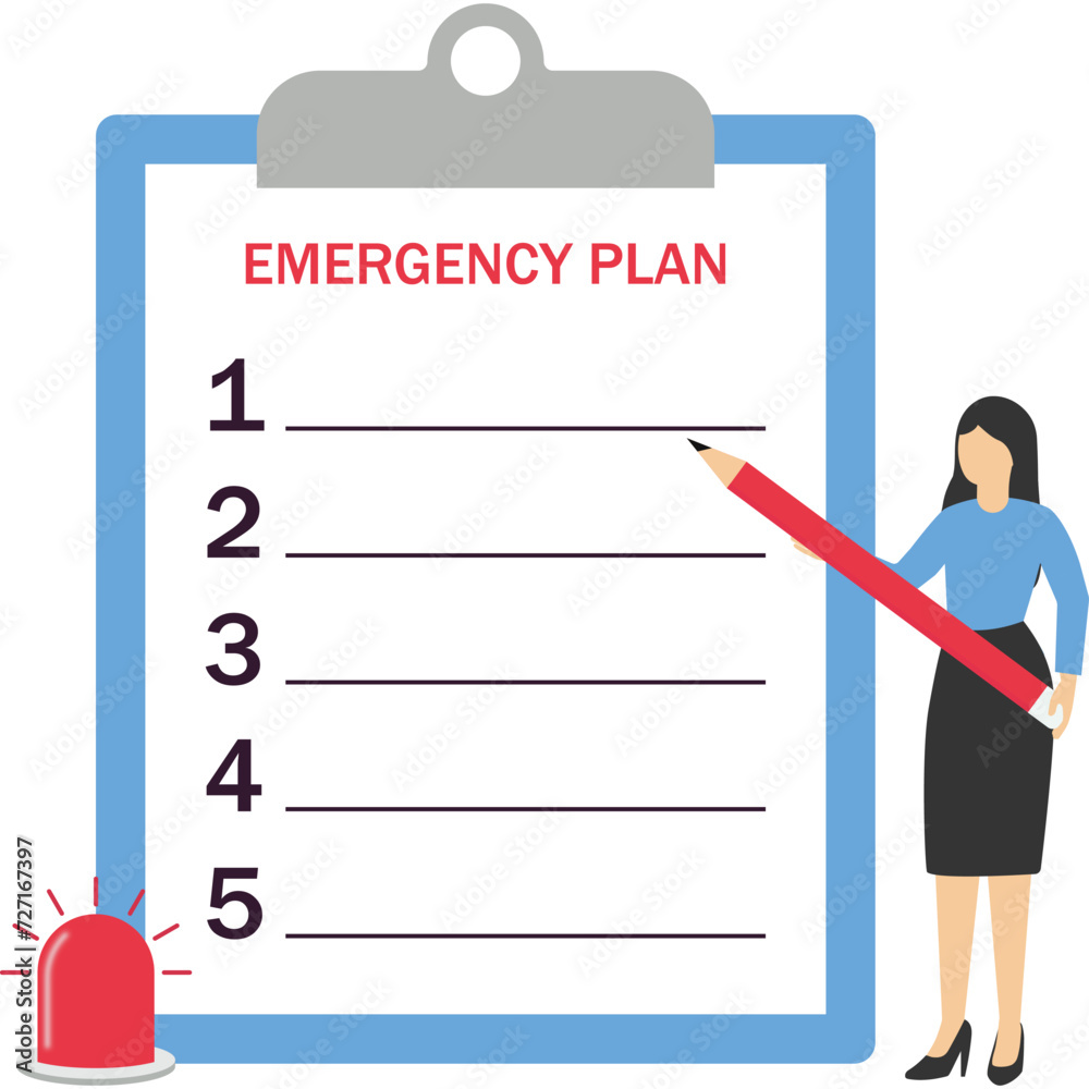 Business emergency plan concept, checklist to do in disaster, continue business and build ...