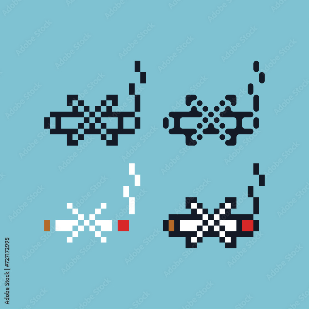 Pixel art outline sets icon of no smoking logo variation color Healthy ...