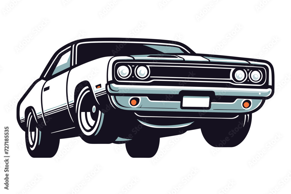 Vintage American muscle car vector illustration, classic retro custom ...
