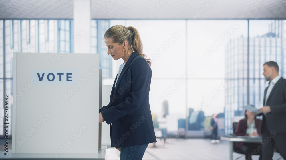 People on Election Day in a Polling Place Without Recognizable Country ...
