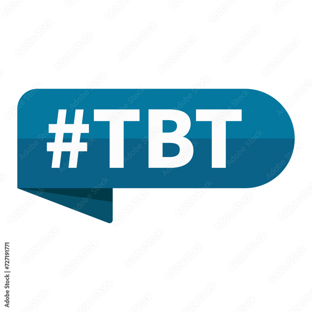 Tbt hashtag. Thursday Throwback Text In Blue Rectangle Ribbon Shape For ...