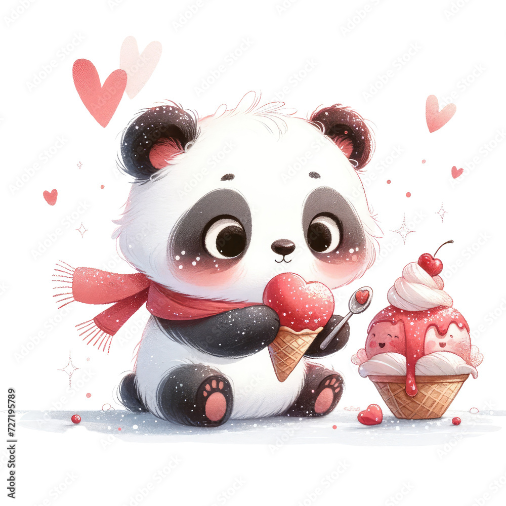 Cute Panda Valentine Clipart | Romantic Bear Illustrations Loveable ...