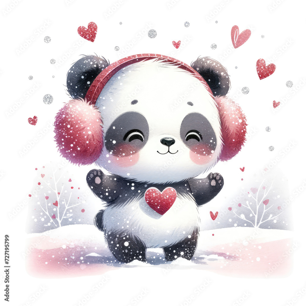 Cute Panda Valentine Clipart | Romantic Bear Illustrations Loveable ...