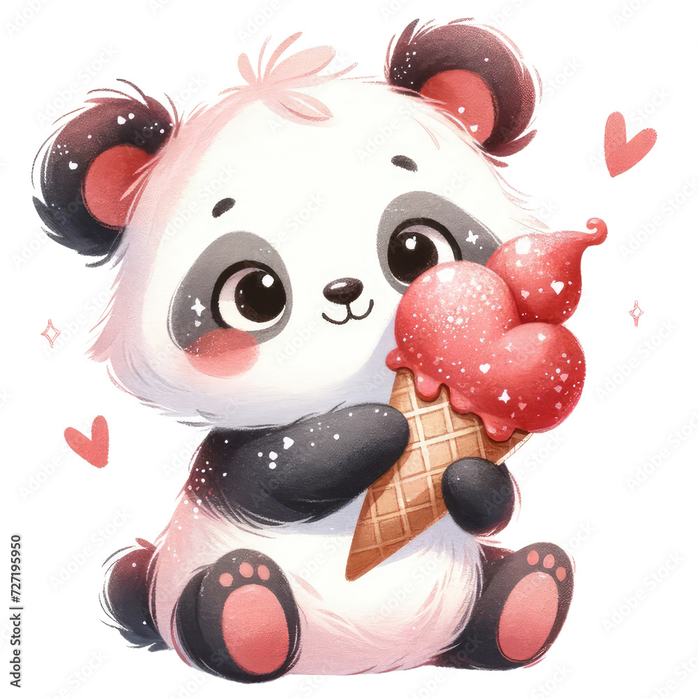 Cute Panda Valentine Clipart | Romantic Bear Illustrations Loveable ...