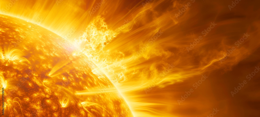 solar flare, and magnetic storms, Solar prominence, Plasma flash on the ...