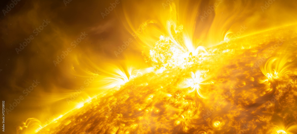 solar flare, and magnetic storms, Solar prominence, Plasma flash on the ...