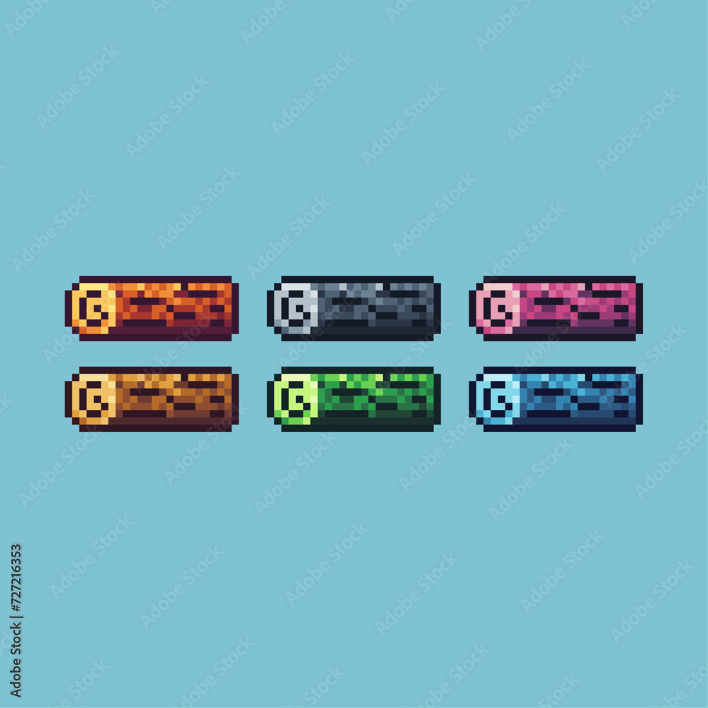 Vetor de Pixel art sets icon of wood log icon logo variation color ...